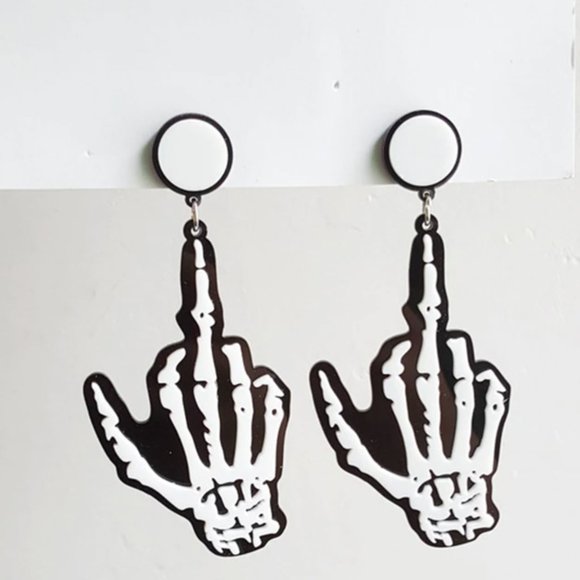Jewelry | Gothic Skeletal Hands Oversized Acrylic Earrings Rock Punk ...